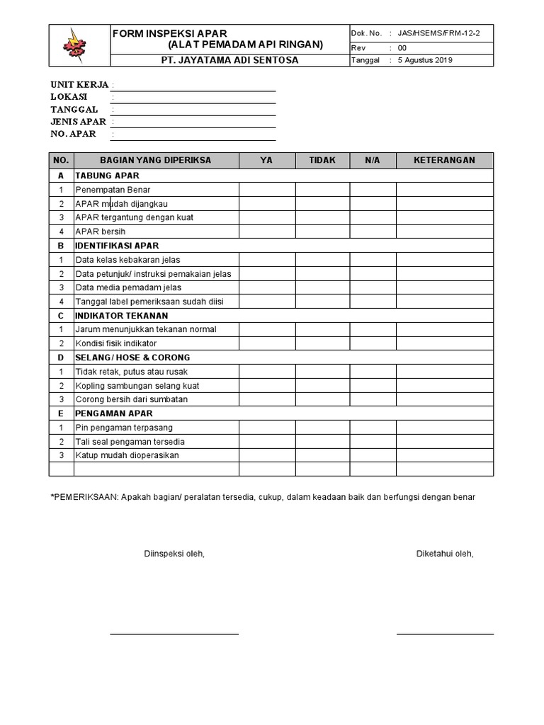 12.01. Checklist APAR | PDF