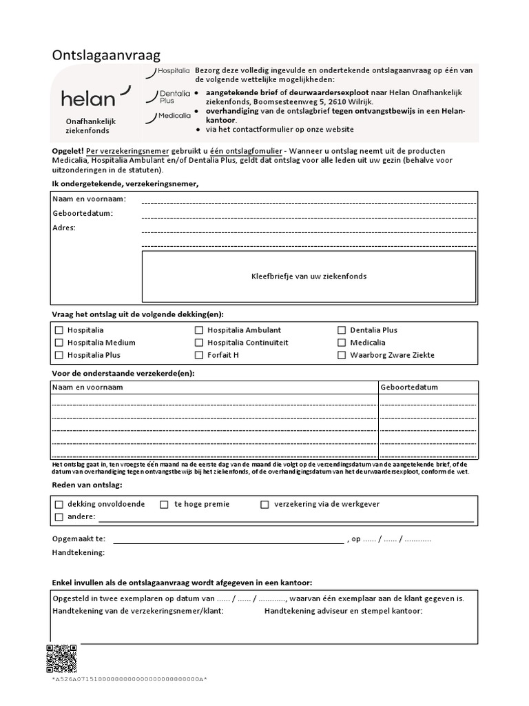 Stopzetting - Ontslag Verzekeringen Hospitalia, Dentalia Plus en - of ...