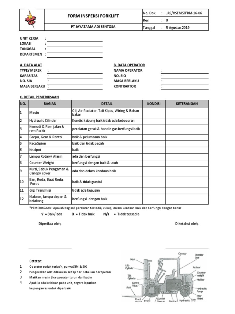 16.6 Form Inspeksi Forklift | PDF