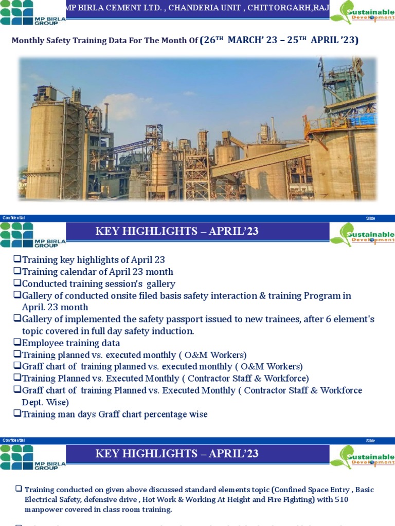 Monthly Safety Training Report Apr'2023 - (CHANDERIA) | PDF