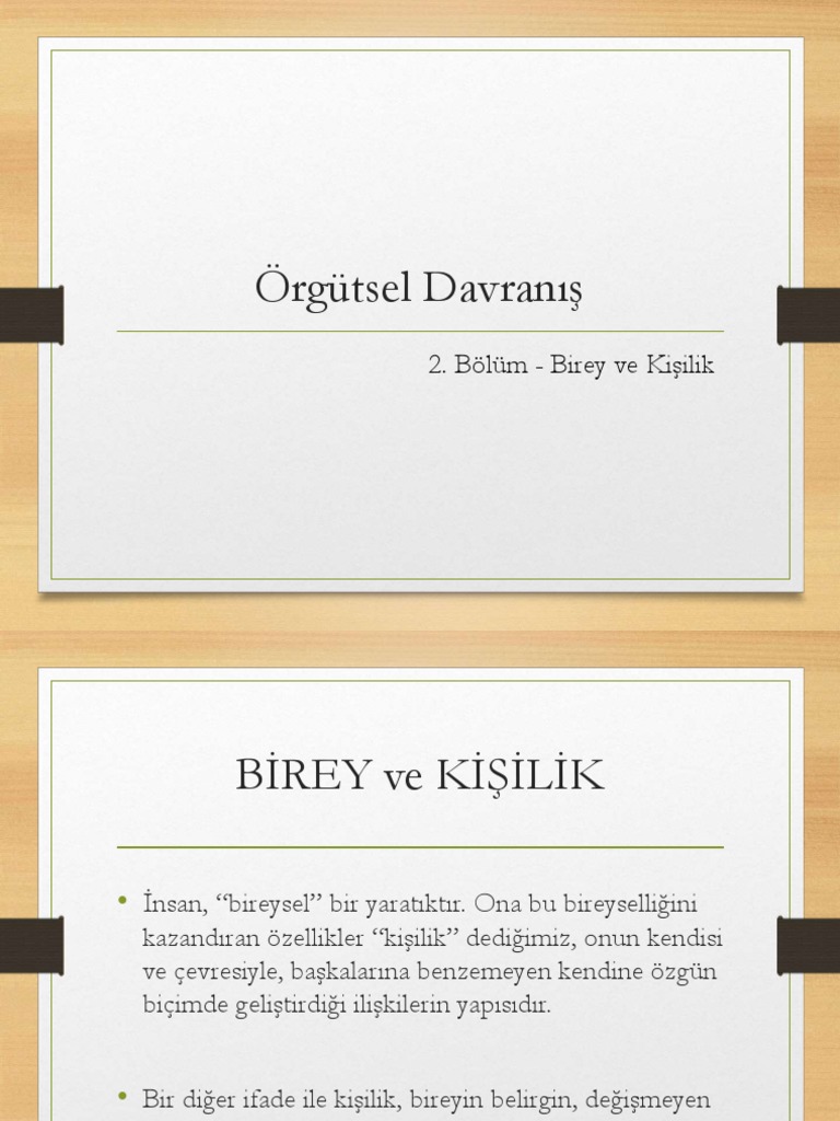 Hafta 3 - Birey Ve Kisilik PDF | PDF