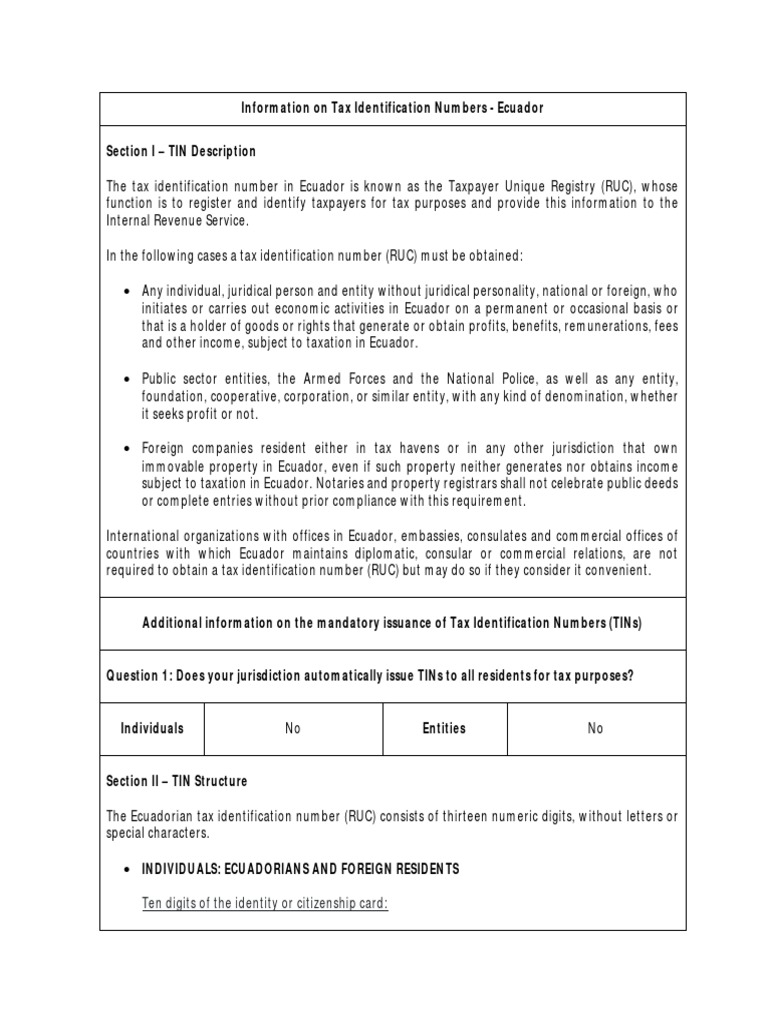 Understanding Ecuador's RUC Number | PDF