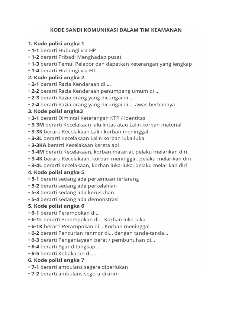 Kode Sandi Komunikasi Dalam Tim Keamanan | PDF