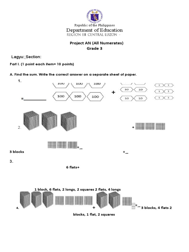 Grade 3 Project An Assessment Tool Post Test English | PDF