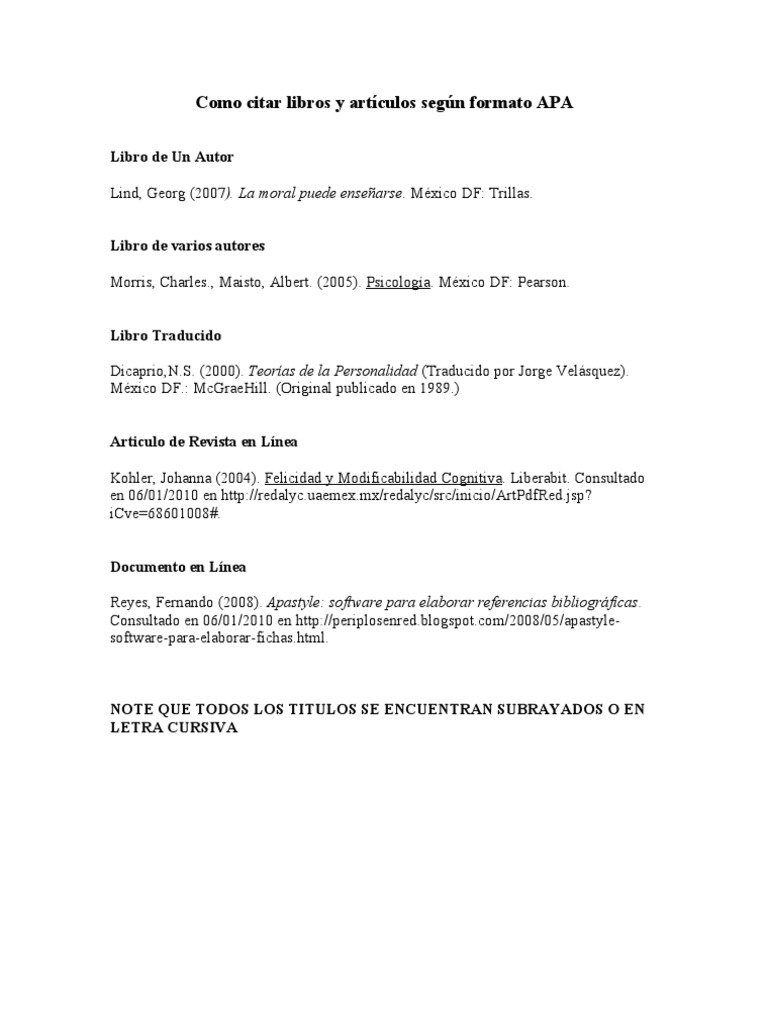 Cómo citar diferentes tipos de fuentes según el formato APA | PDF