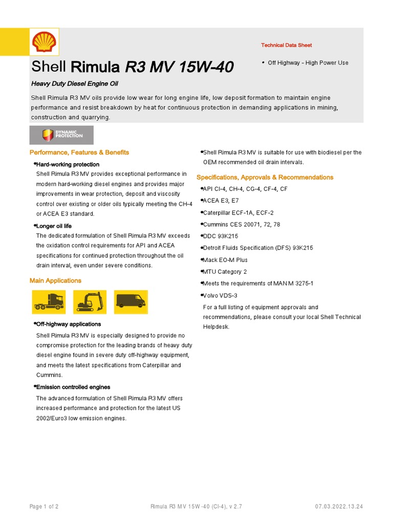 Rimula R3 MV 15W-40 PDF | PDF