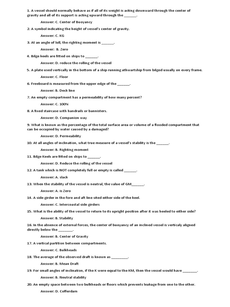 Maritime Stability Basics | PDF