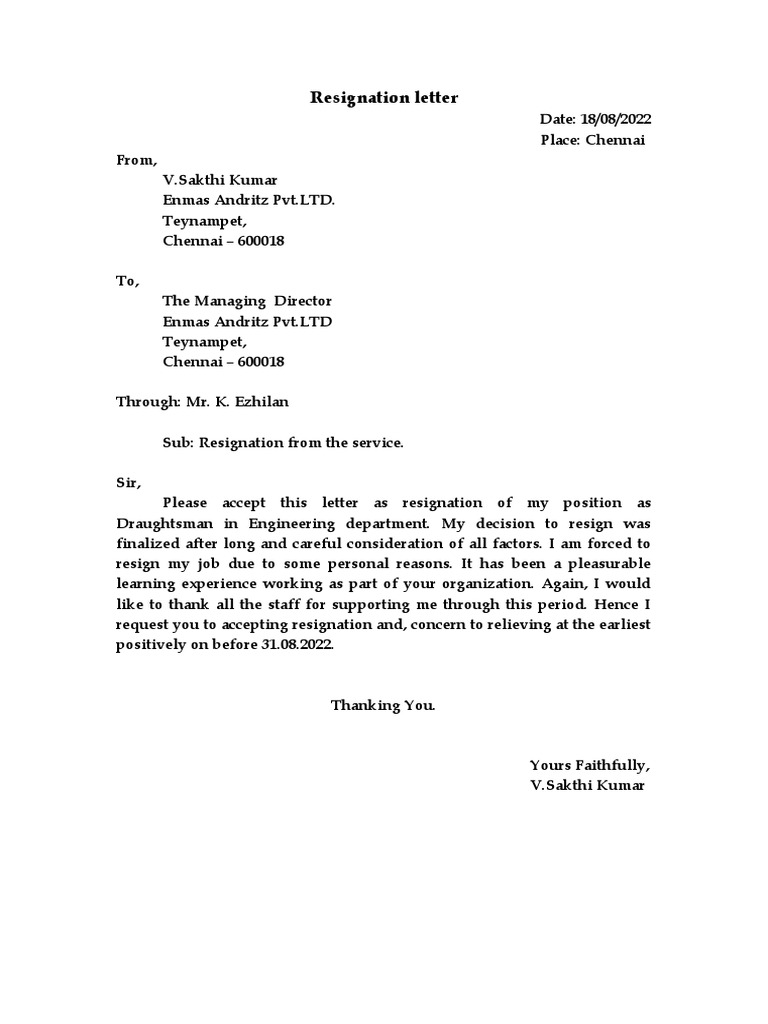 Employee Resignation Notice | PDF