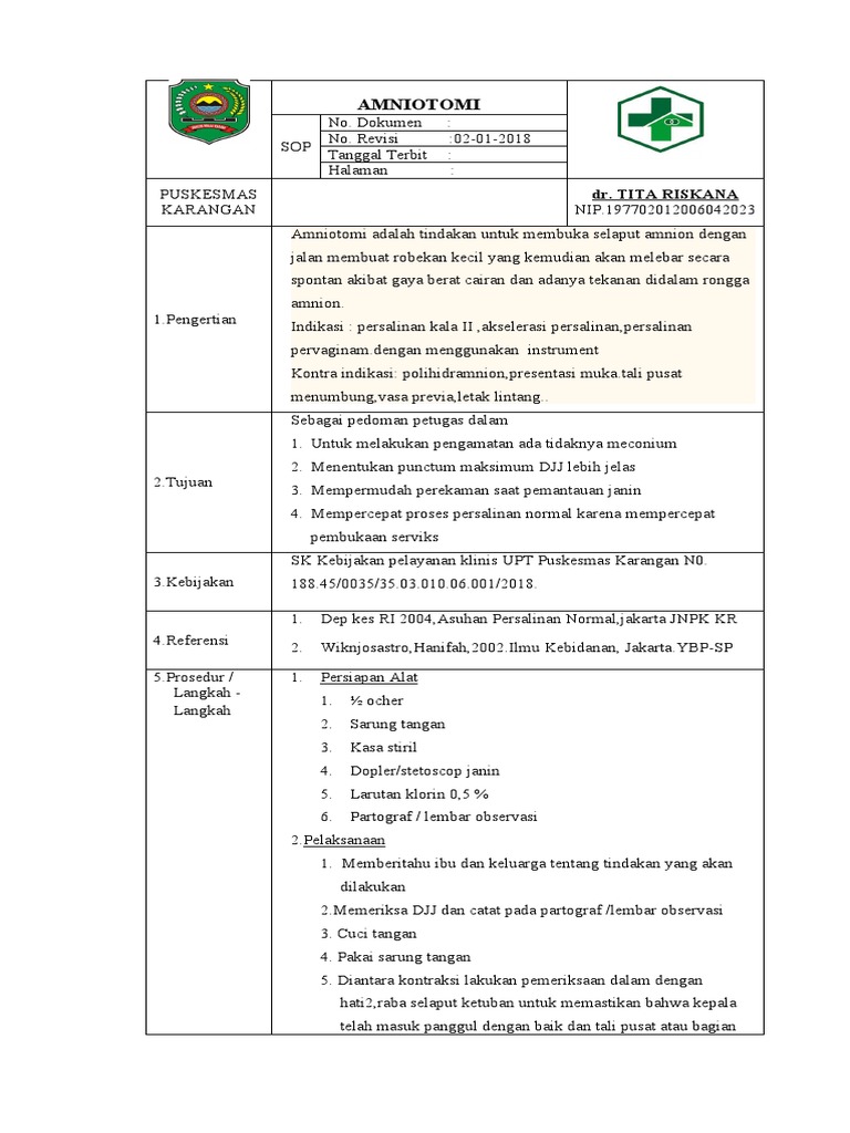 SOP AMNIOTOMI Terbaru | PDF