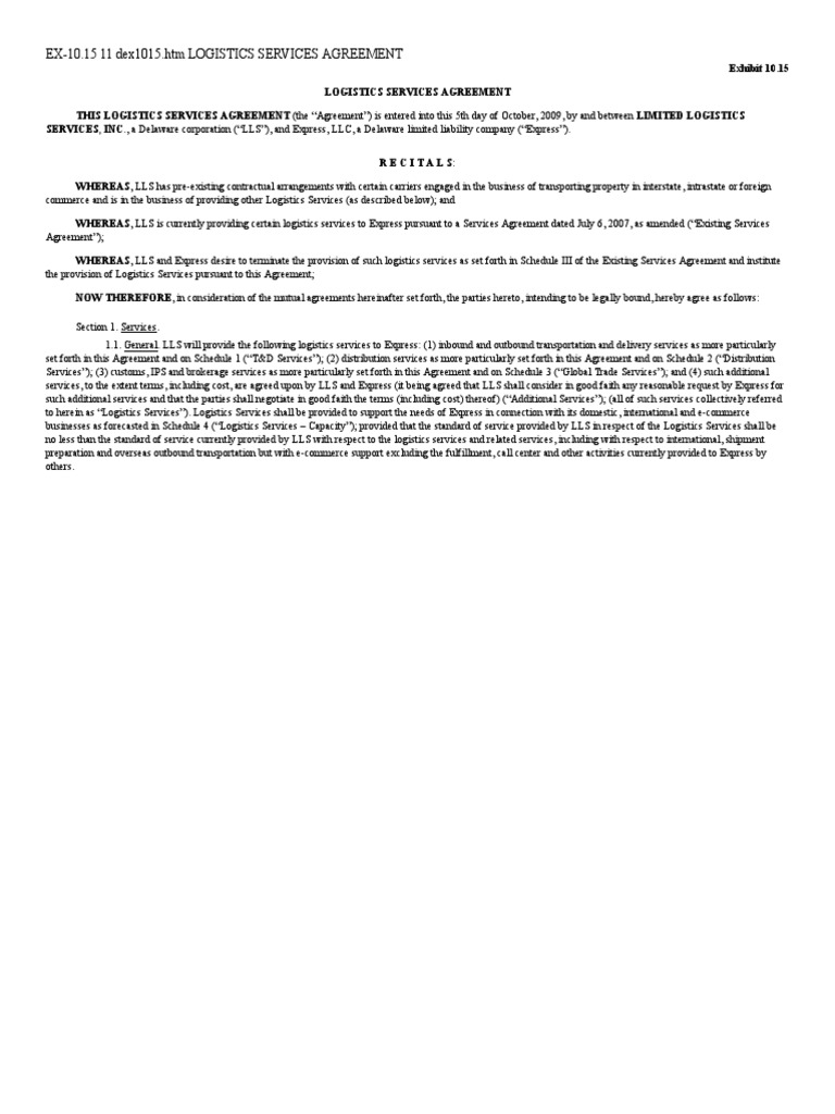 Logistics Services Agreement PDF | PDF