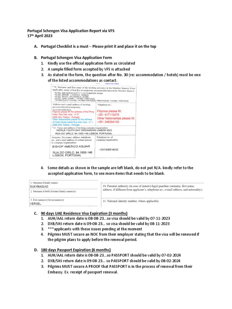 Portugal Schengen Visa Application Report Via VFS PDF | PDF | Travel Visa | Passport