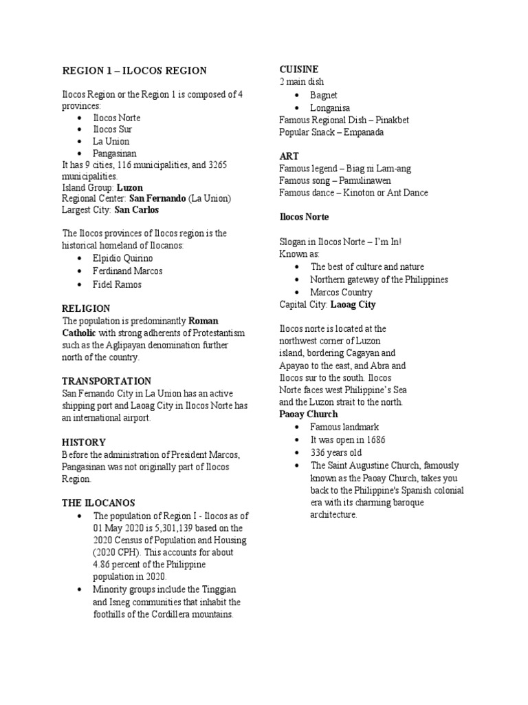 Overview of Ilocos Region, Philippines | PDF