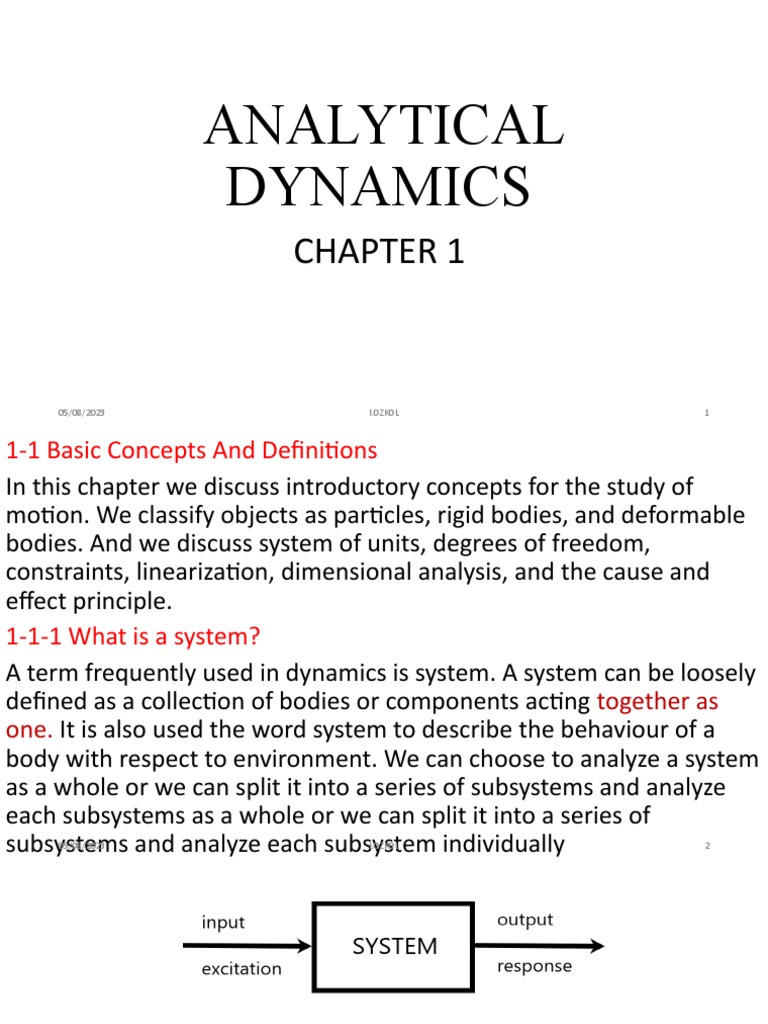 Analytical Dynamics Chapter - 1 | PDF