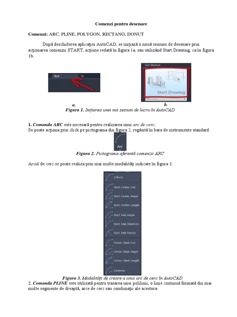 Comenzi Pentru Desenare ARC, PLINE, POLYGON, RECTANG, DONUT | PDF