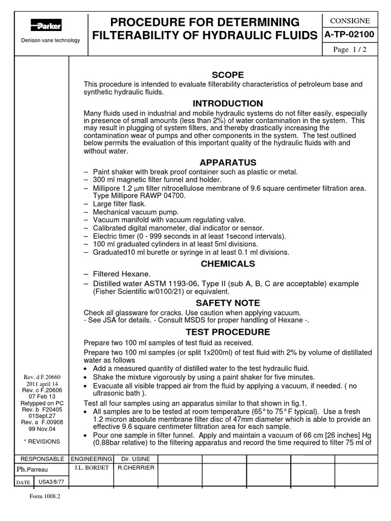 Hydraulic Fluid Filterability Guide | PDF