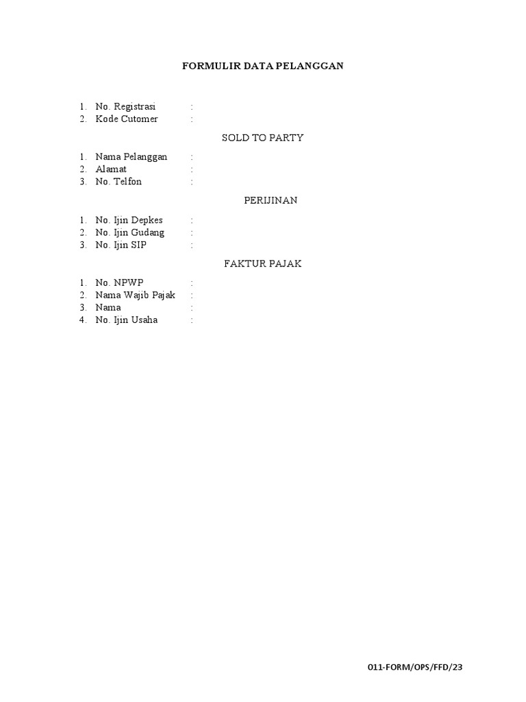 Form Data Pelanggan | PDF