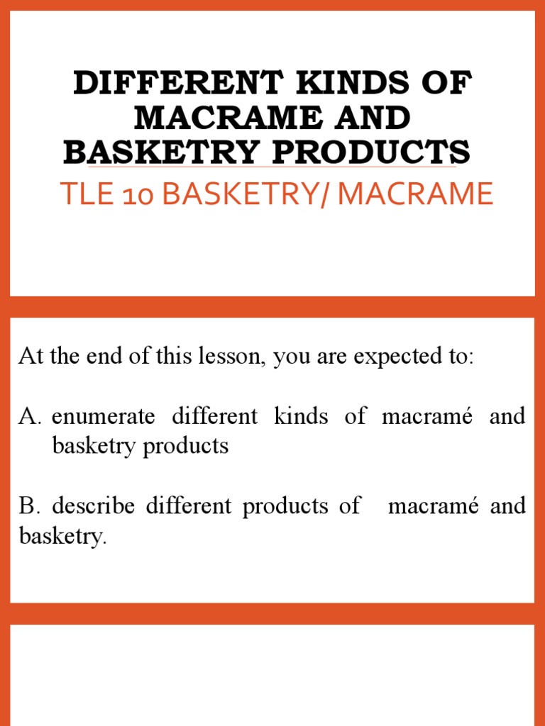 Types of Macramé and Basketry Products | PDF