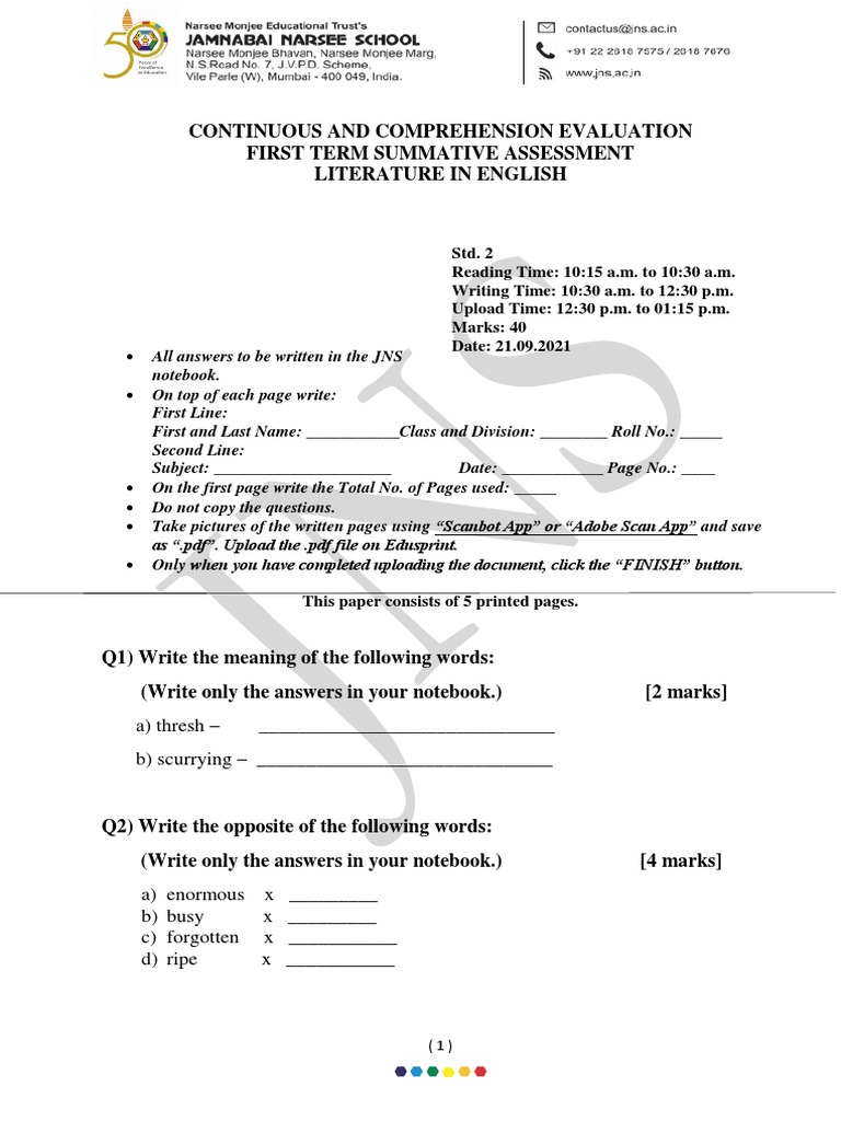 STD 2 LITERATURE IN ENGLISH SA 2021 PDF | PDF