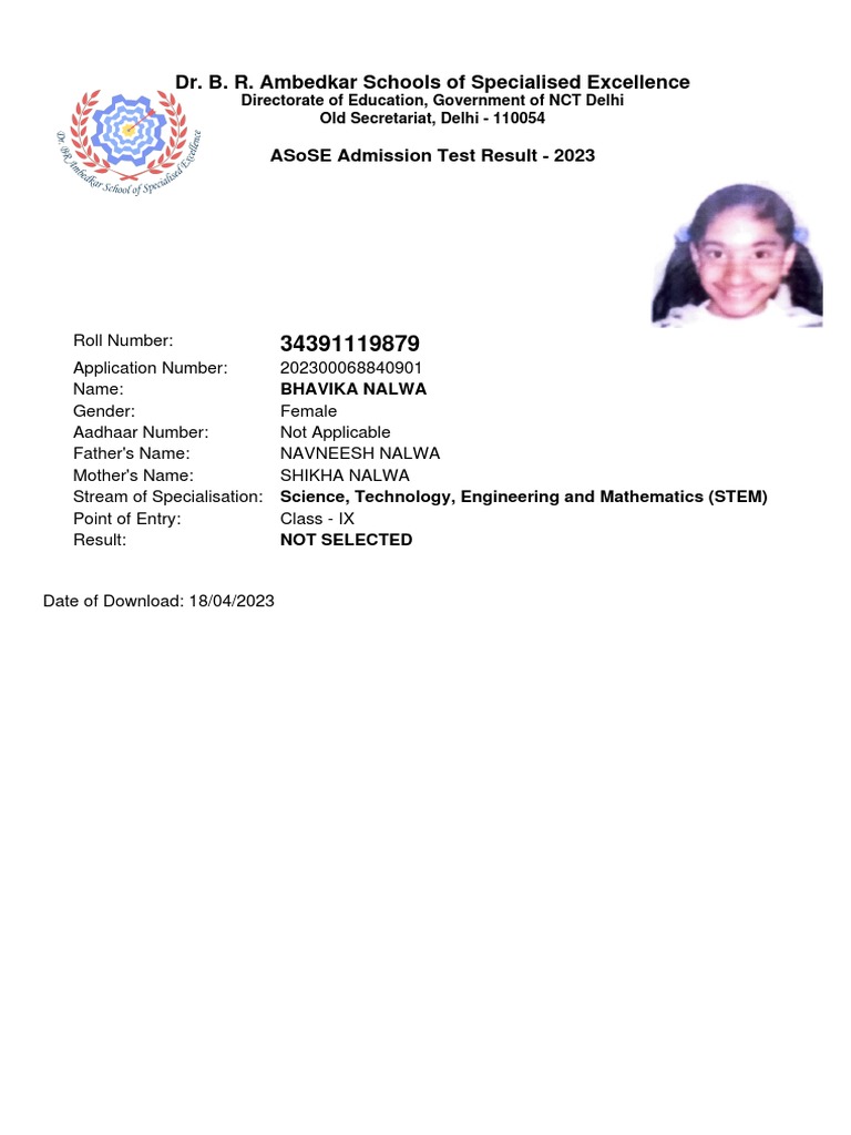 Dr. B. R. Ambedkar Schools of Specialised Excellence: Asose Admission ...