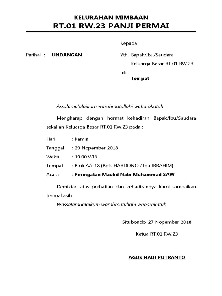 Contoh Undangan RT | PDF