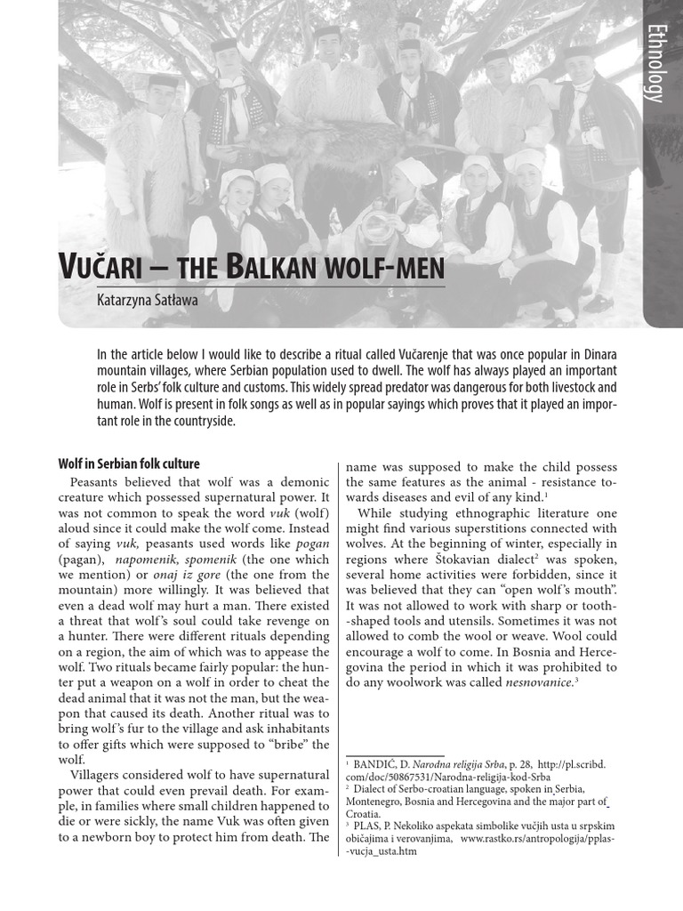 Ethnology of Serbian Wolf Ritual "Vučari – the Balkan wolf-men | PDF