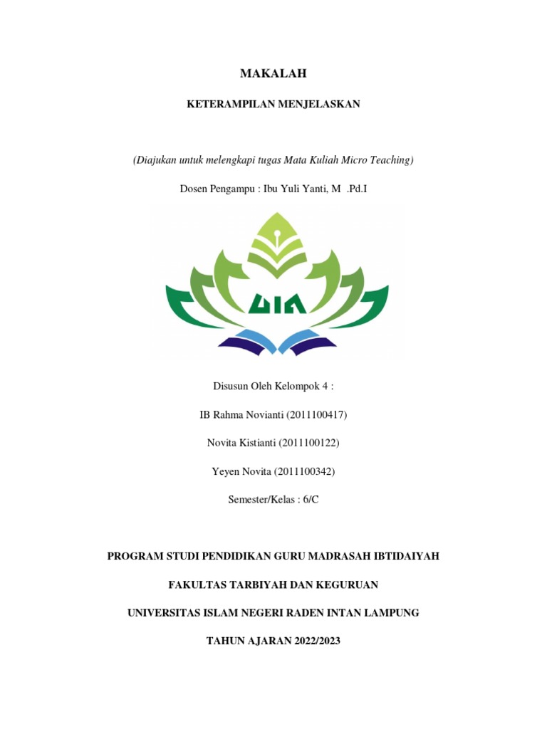 Makalah Micro Teaching "Keterampilan Menjelaskan" Kel 4 PDF | PDF