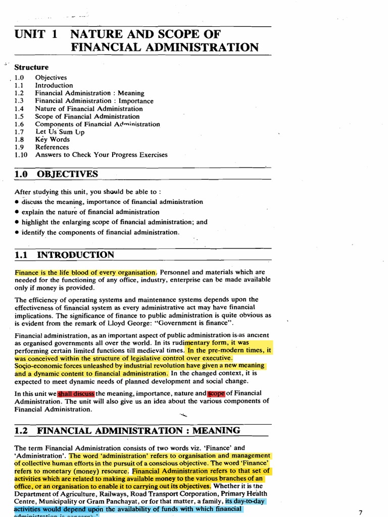 Nature and Scope of Financial Administration | PDF