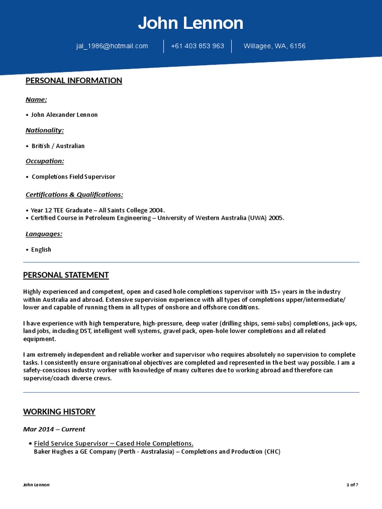 CV - John Lennon PDF | PDF