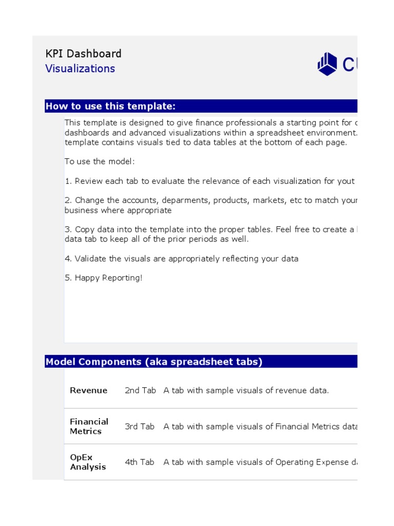 Cube - KPI Dashboard-1 | PDF | Spreadsheet | Business
