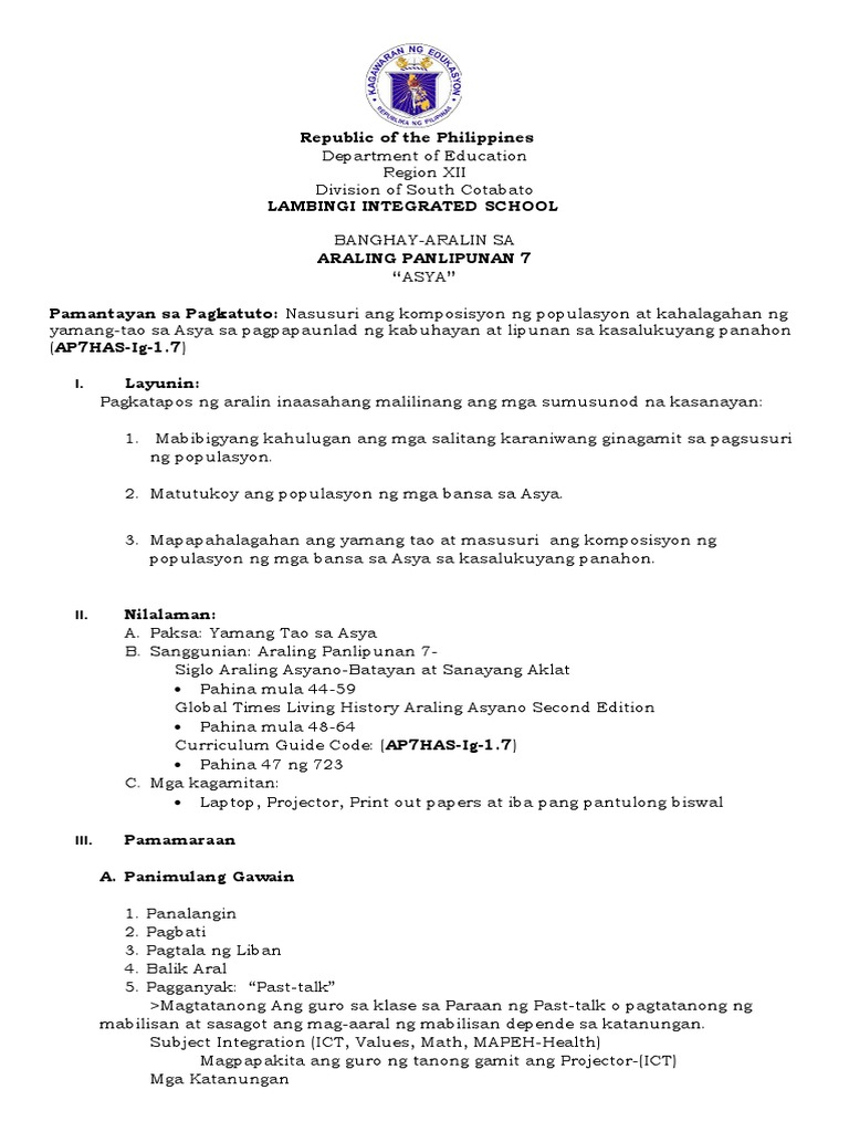 DLP - AP 7 QUARTER 1.docx | PDF