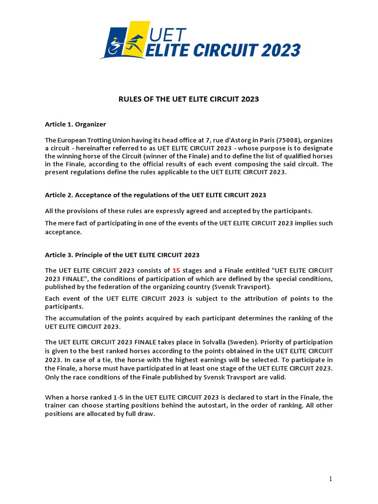 Regulation Uet Elite Circuit | PDF