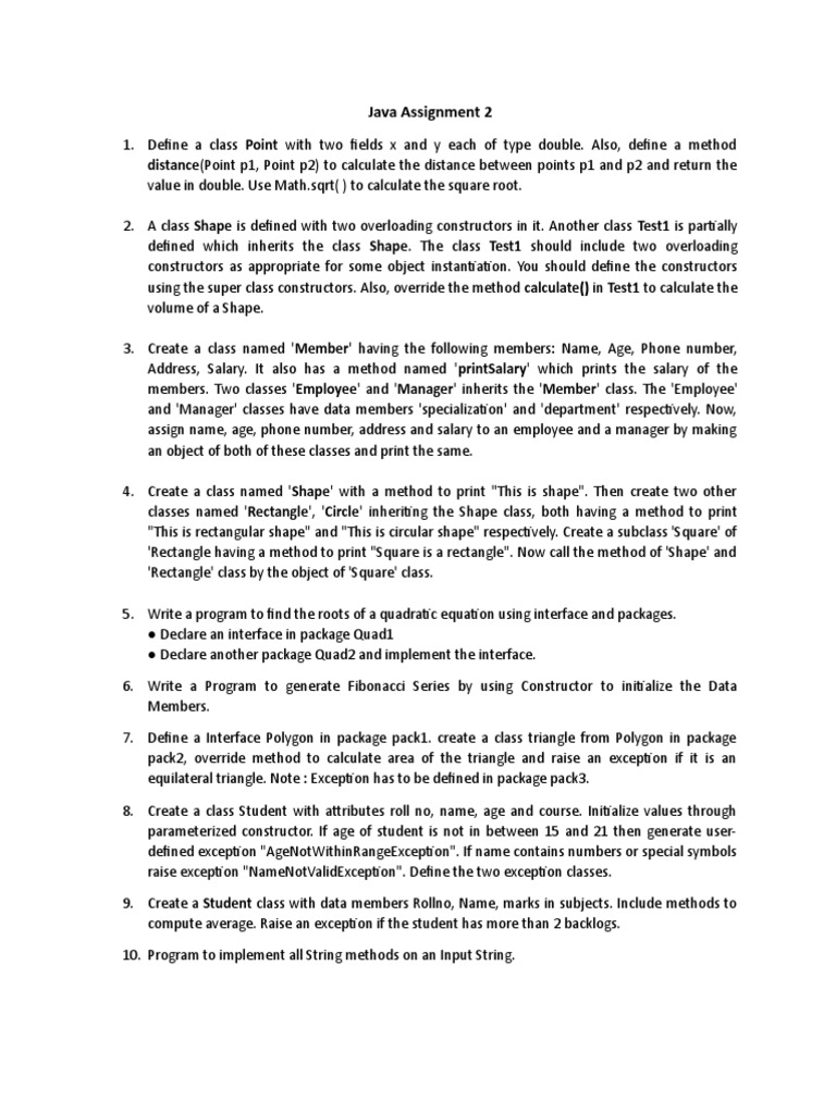 Java Assignment 2 | PDF