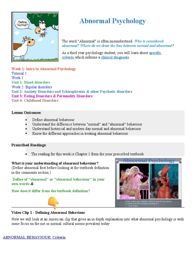 Abnormal PsychologyWEEKLY NOTES | PDF | Mania | Panic Disorder