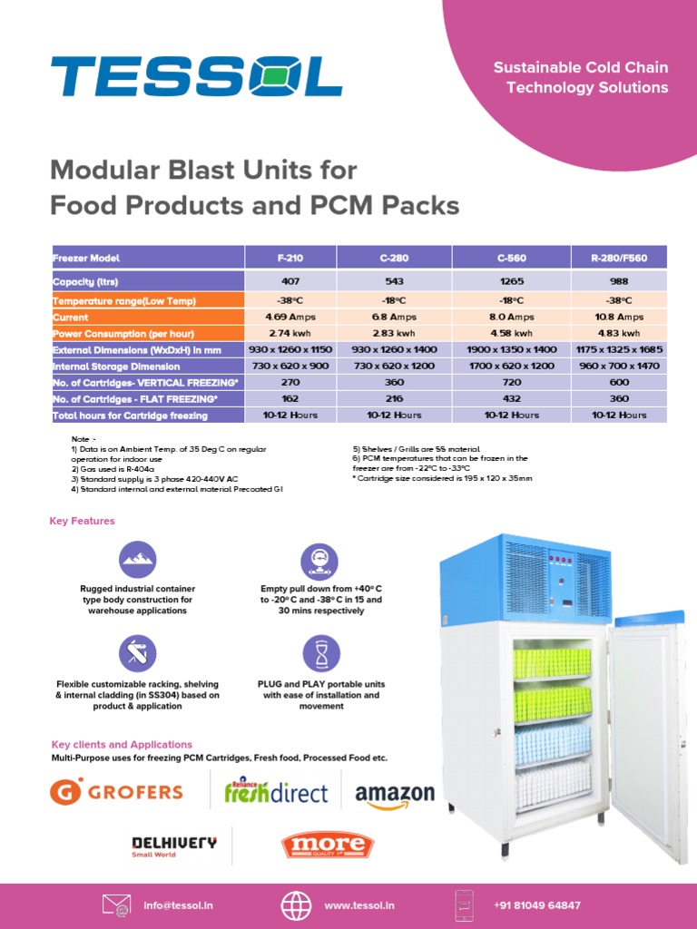 Tessol Product Specifications - Blast Freezer PDF | PDF | Refrigerator ...