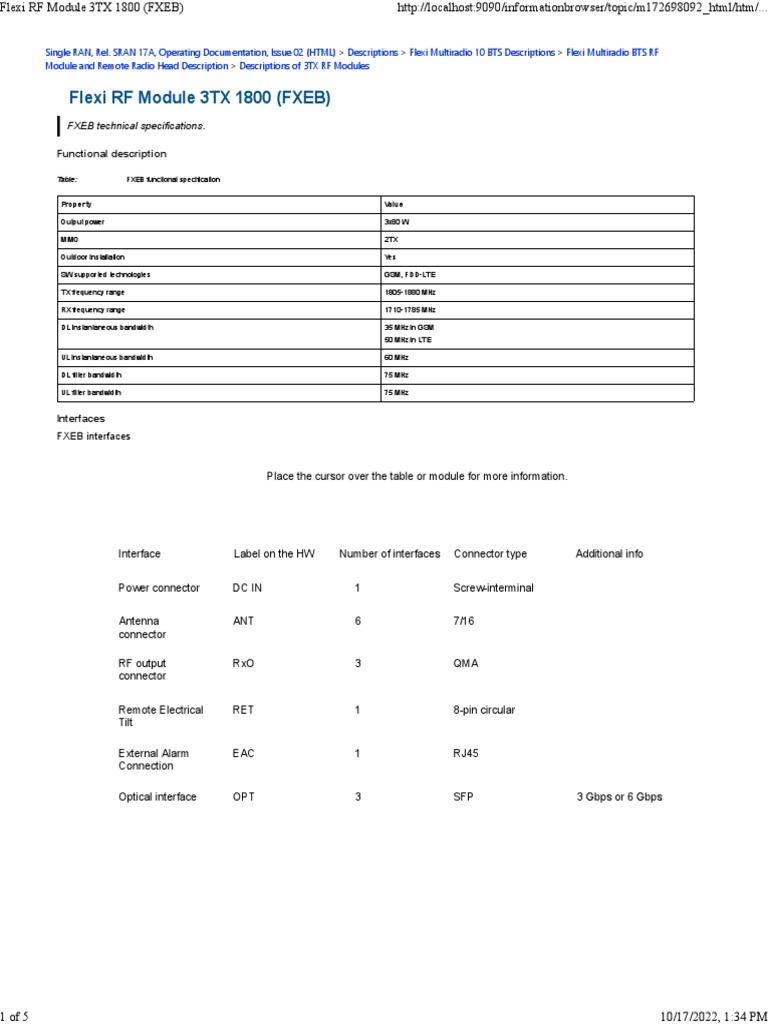 Flexi RF Module 3TX 1800 (FXEB) PDF | PDF