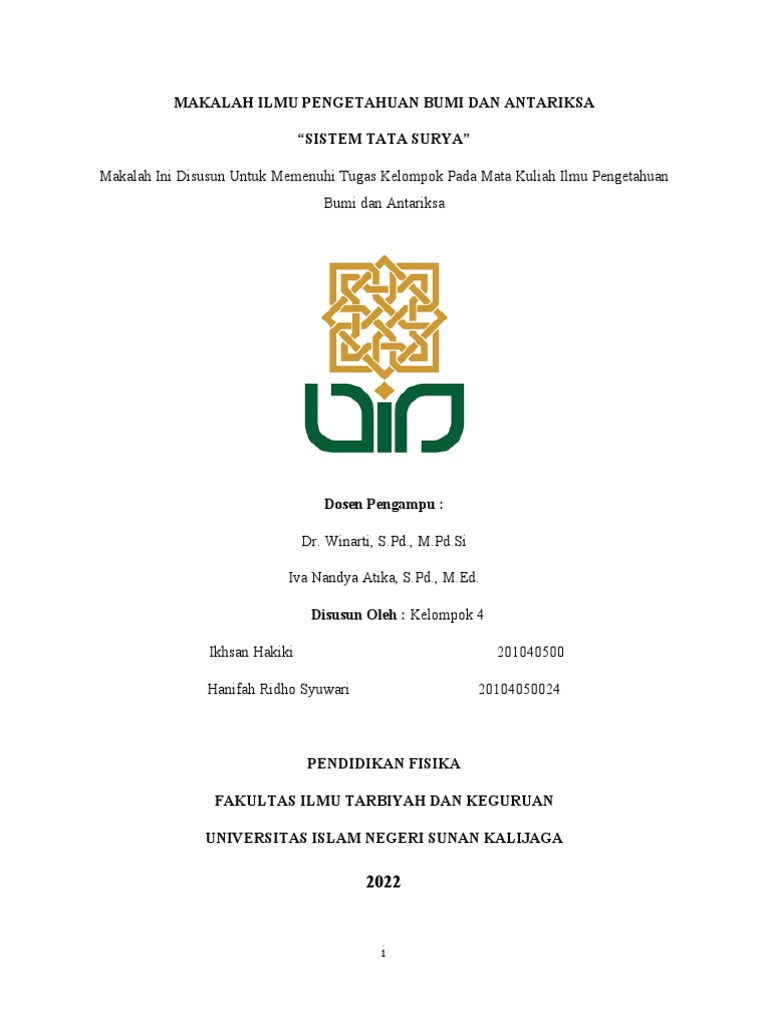 Makalah Ilmu Pengetahuan Bumi Dan Antariks1 | PDF Makalah Ilmu Pengetahuan Bumi Dan Antariks1 | PDF