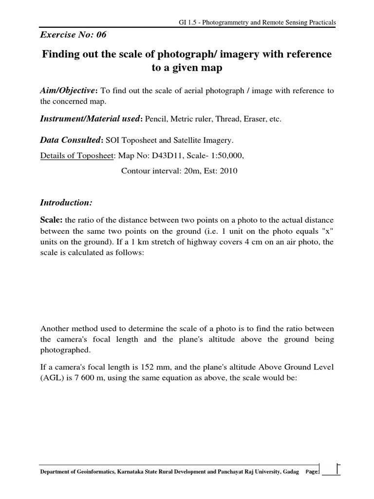 Photogrammetry Scale Calculation | PDF | Remote Sensing | Metrology
