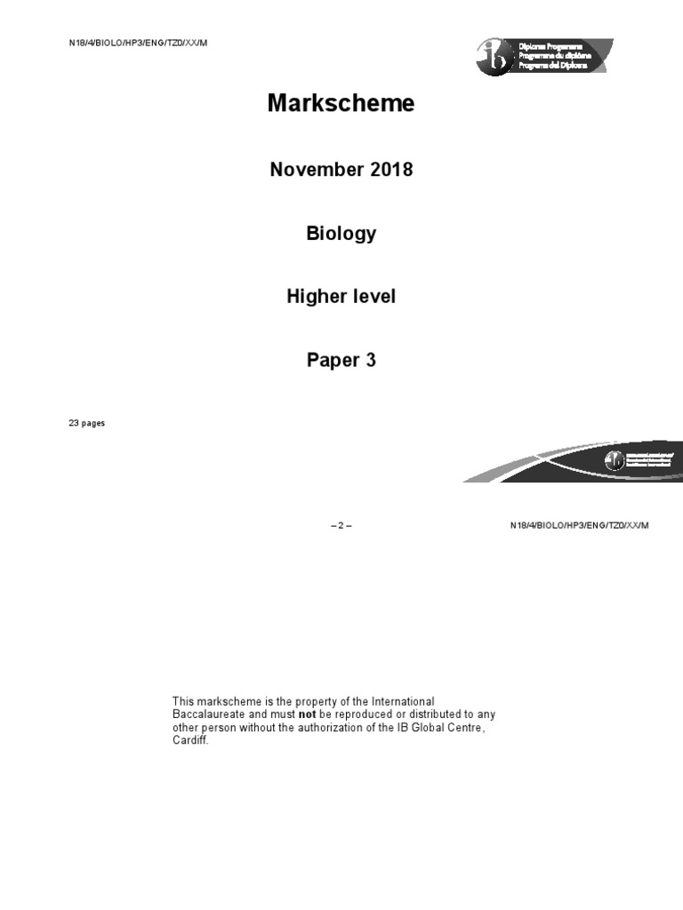 Biology Paper 3 HL Markscheme PDF | PDF | Chemical Synapse | Breathing