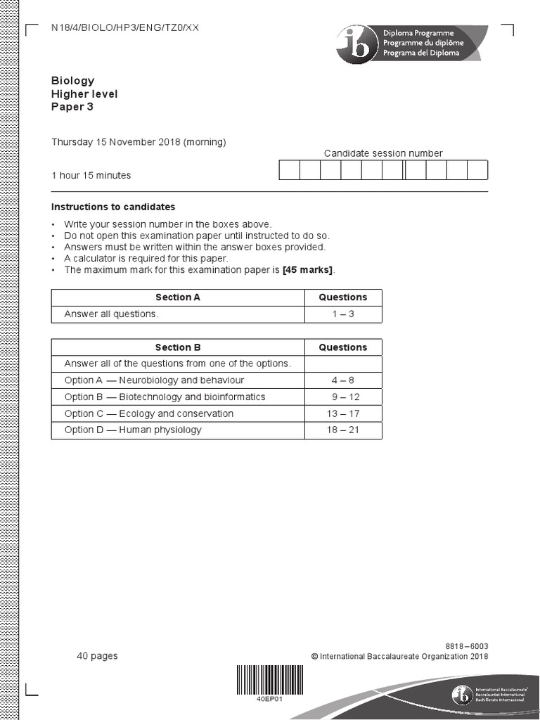 Biology Paper 3 HL PDF | PDF