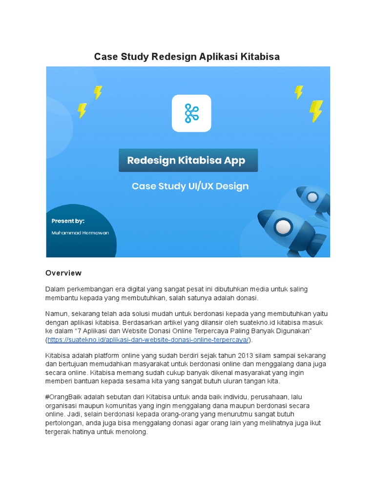 CaseStudy - Redesign Aplikasi Kitabisa PDF | PDF