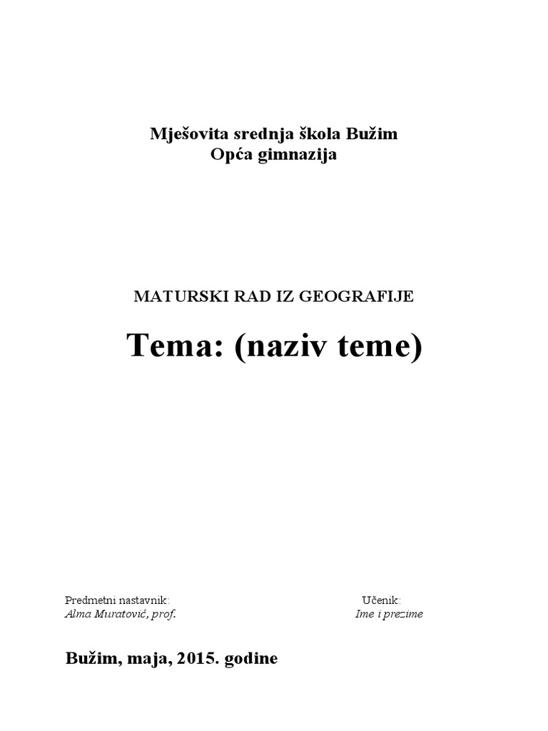 Upute-za-izradu-maturskog-rada (1).doc | PDF