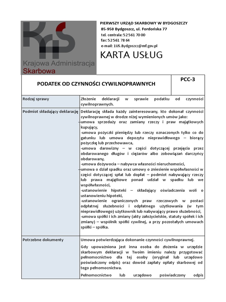 Karta usług-PCC-3 | PDF