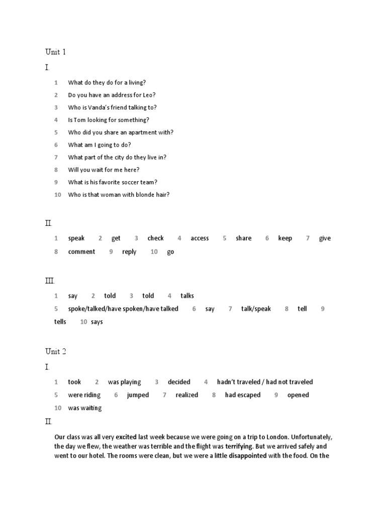 Key Review Unit 1-5 | PDF