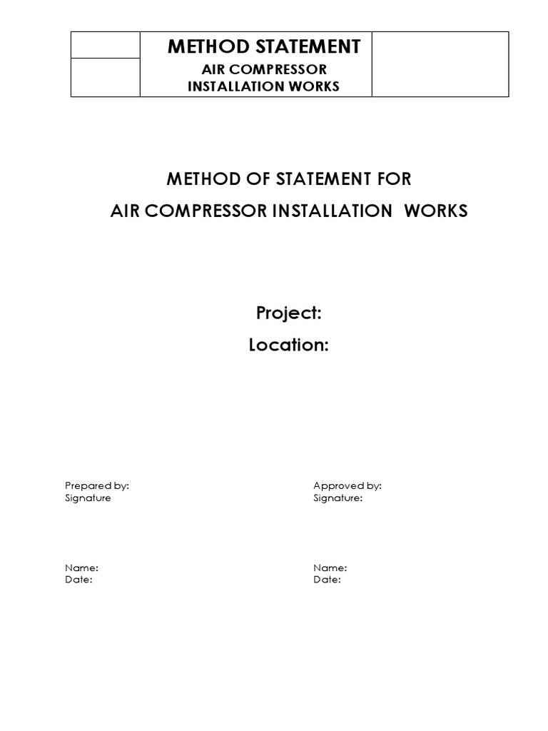 Works Method Statement - Air Compressor PDF | PDF