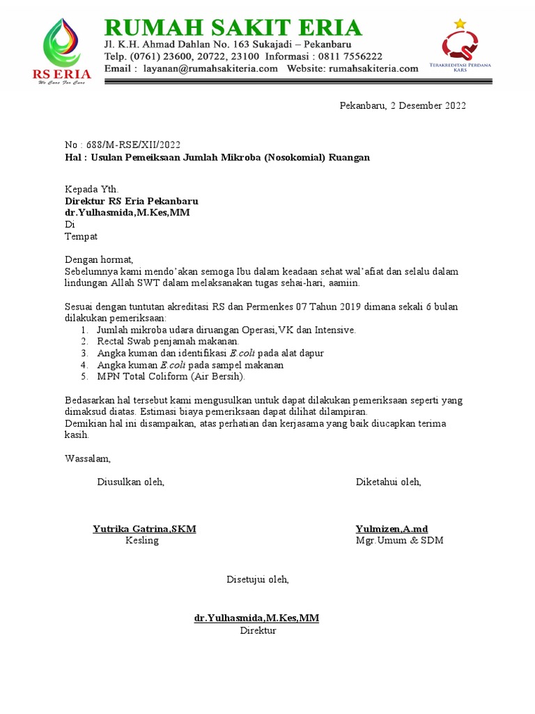 Surat Ajuan Pemeriksaan Nosokomial | PDF