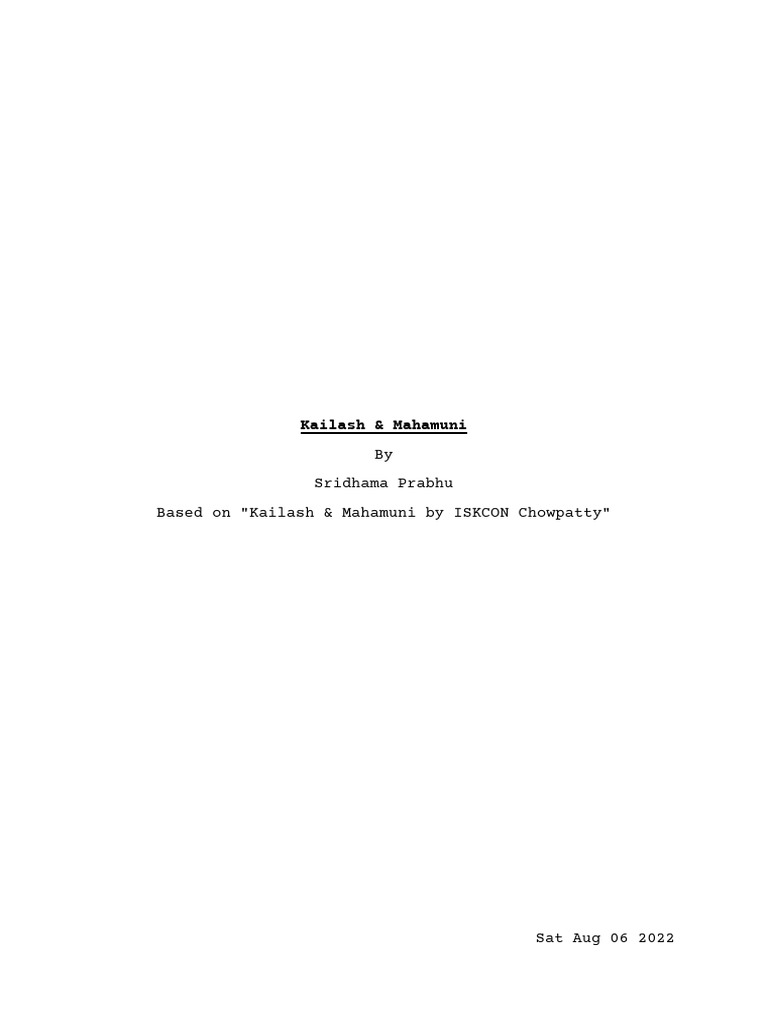 Kailash and Mahamuni Drama Script | PDF
