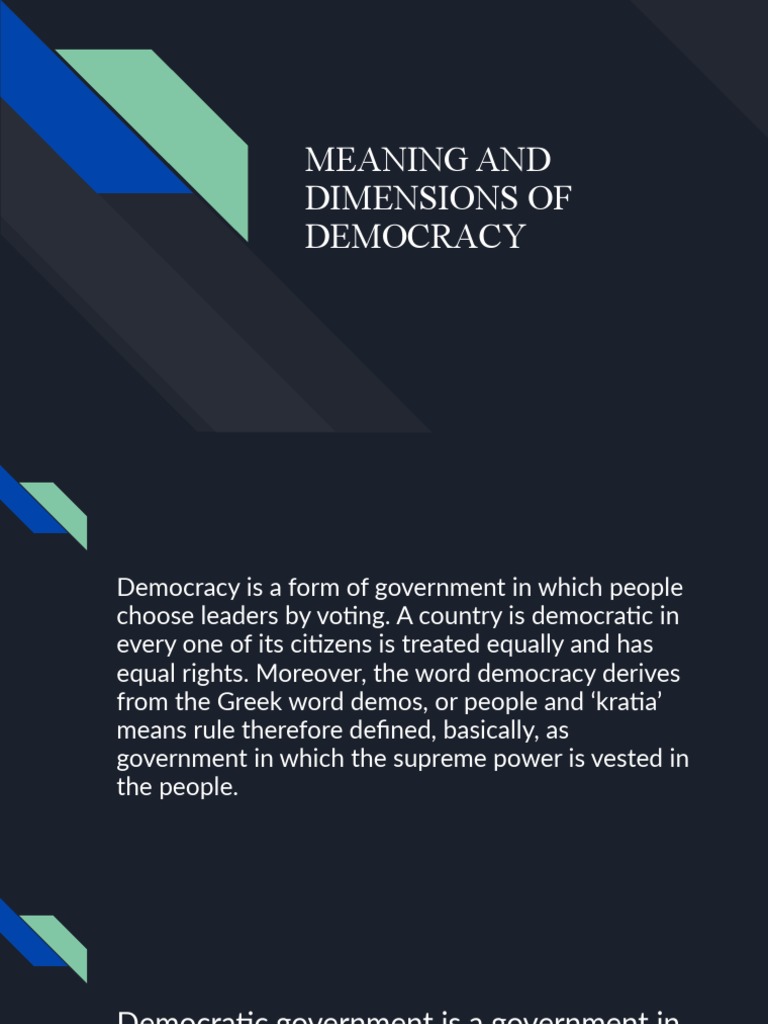 Meaning and Dimensions of Democracy Explained | PDF | Accountability ...