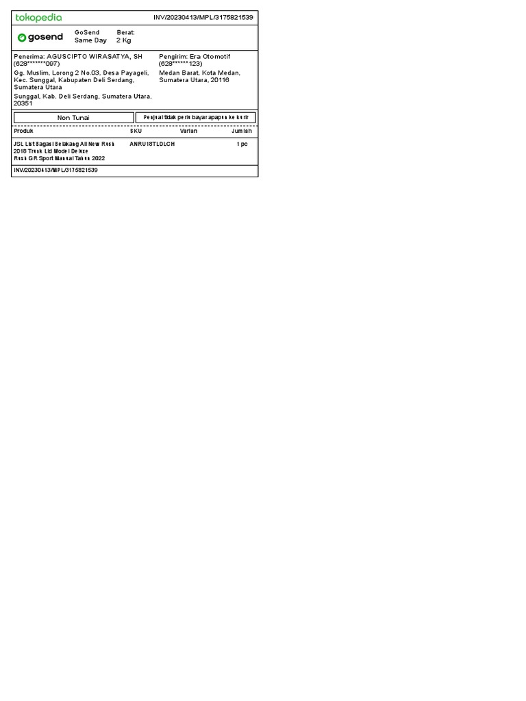 Pengaturan Label Pengiriman - Tokopedia PDF | PDF