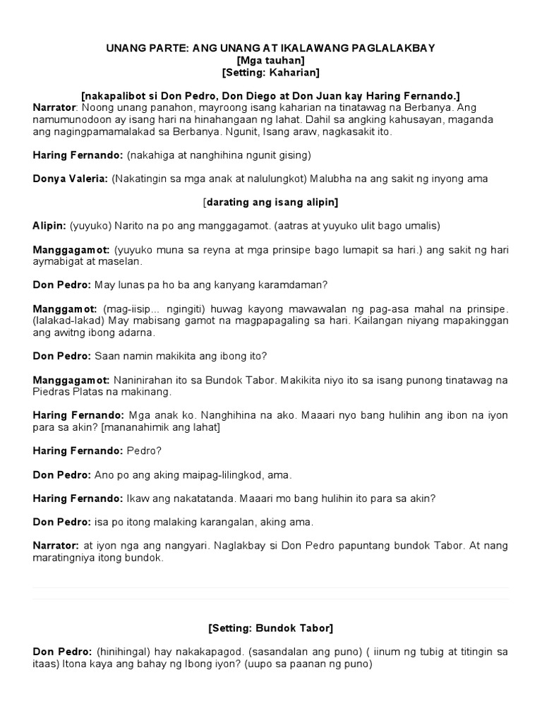 Ibong Adarna SCRIPT | PDF