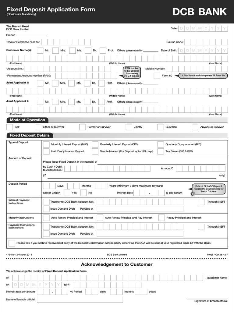 Fixed Deposit Form | PDF